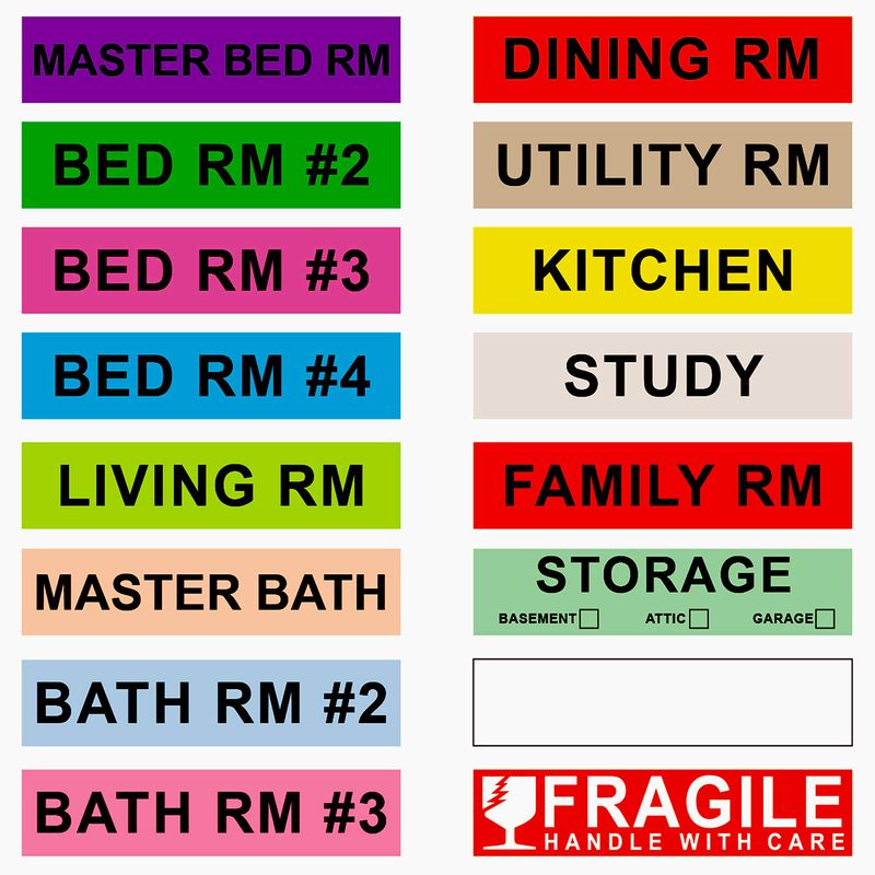 Printholic 960 Count Home Moving Labels,16 Rolls Different Color Coding ...