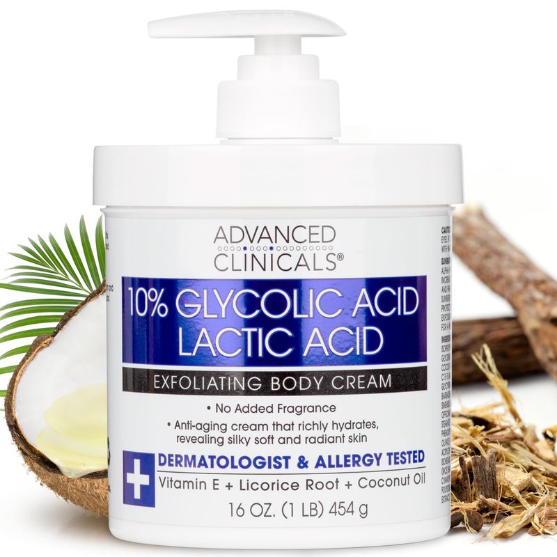 Advanced Clinicals 10% Glycolic Acid + Lactic Acid Body Lotion Skin ...