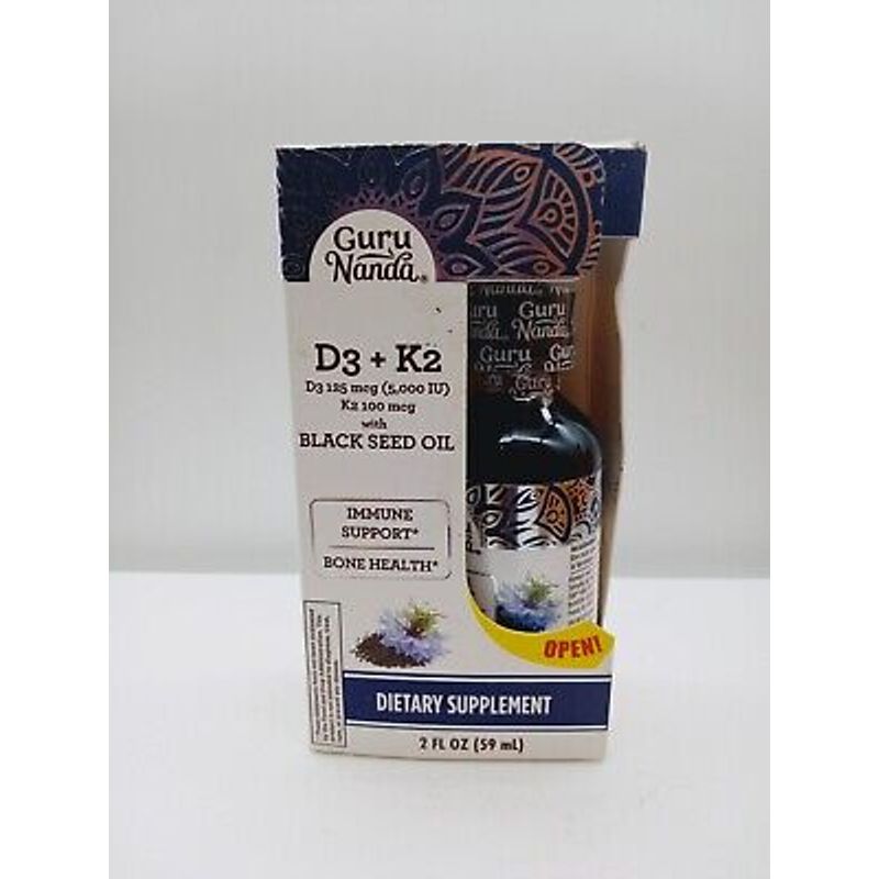 Guru Nanda D3 + K2 Black Seed Oil Immune Support Supplement 2 Fl Oz 12/ ...