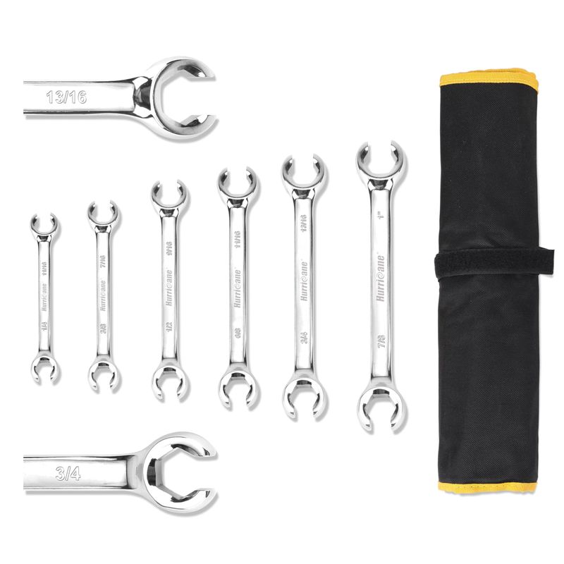 HURRICANE Flare Nut Wrench Set, 6 piece Brake Line Wrench Set, SAE Size ...