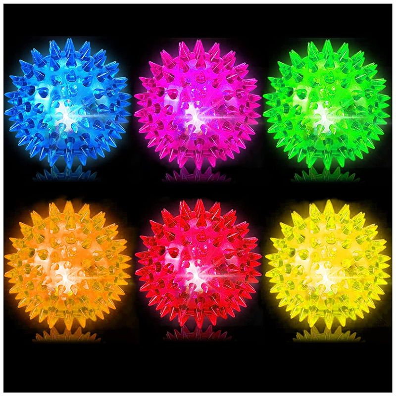 Bouncy Light Up Ball for Kids - LED Flashing Spiky Sensory Stress Balls ...