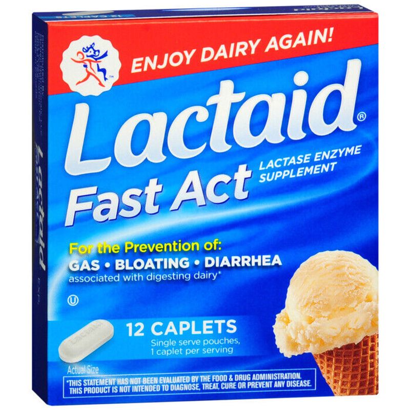 LACTAID Fast Act Lactase Enzyme Supplement Caplets 12 EA - Online ...