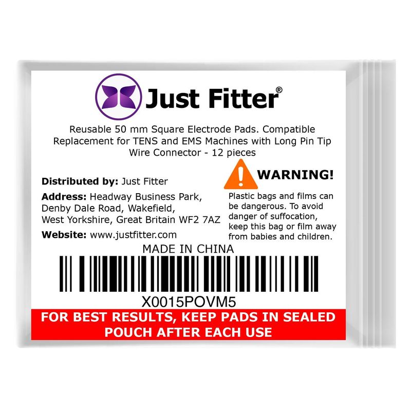 Tens Electrode Pads. Reusable Self Adhesive 50 mm Square Electrodes Pad ...