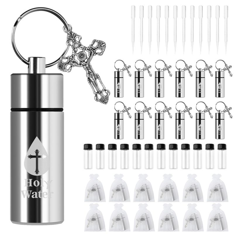 12 SET Holy Water Bottles, Silver Keychain Holy Water Container with ...