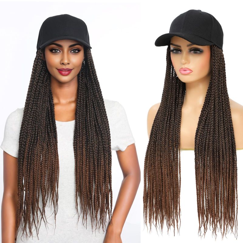 Yunkang Braided Baseball Cap Wig Box Braid with Hat Cap Wig with 24inch ...