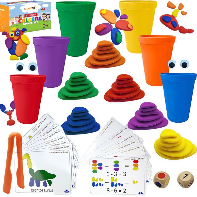 Colorful Educational Stones Stacking and Sorting Stone Set with ...