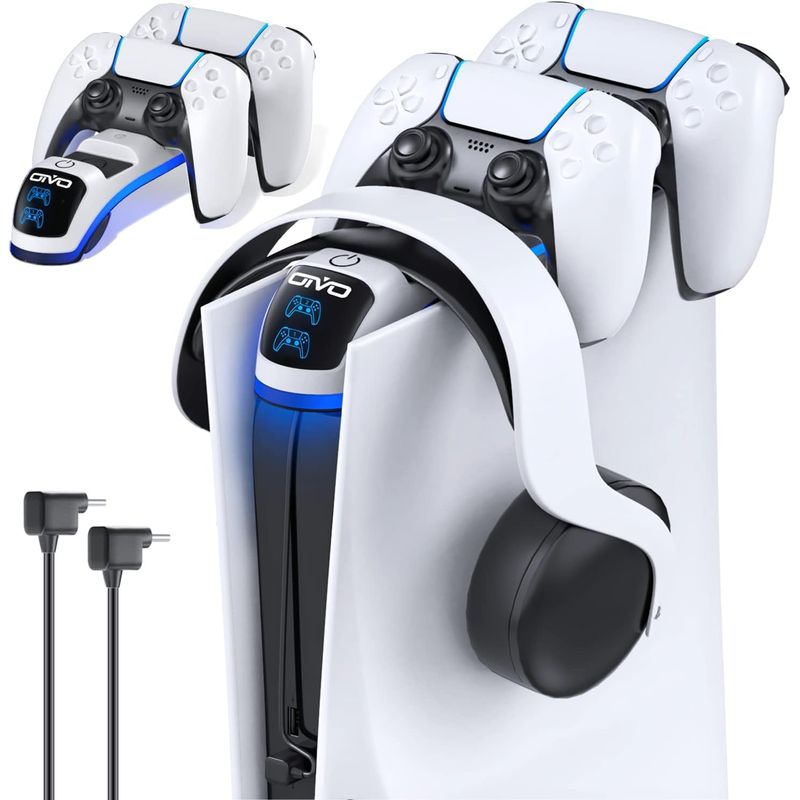 PS5 Controller Charging Station with Headset Holder, PS5 Charging ...