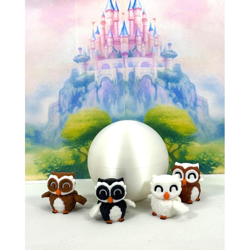 4 pcs Mini Owls with Egg, 3D Printed Articulated Fidget Mini, Colorful ...