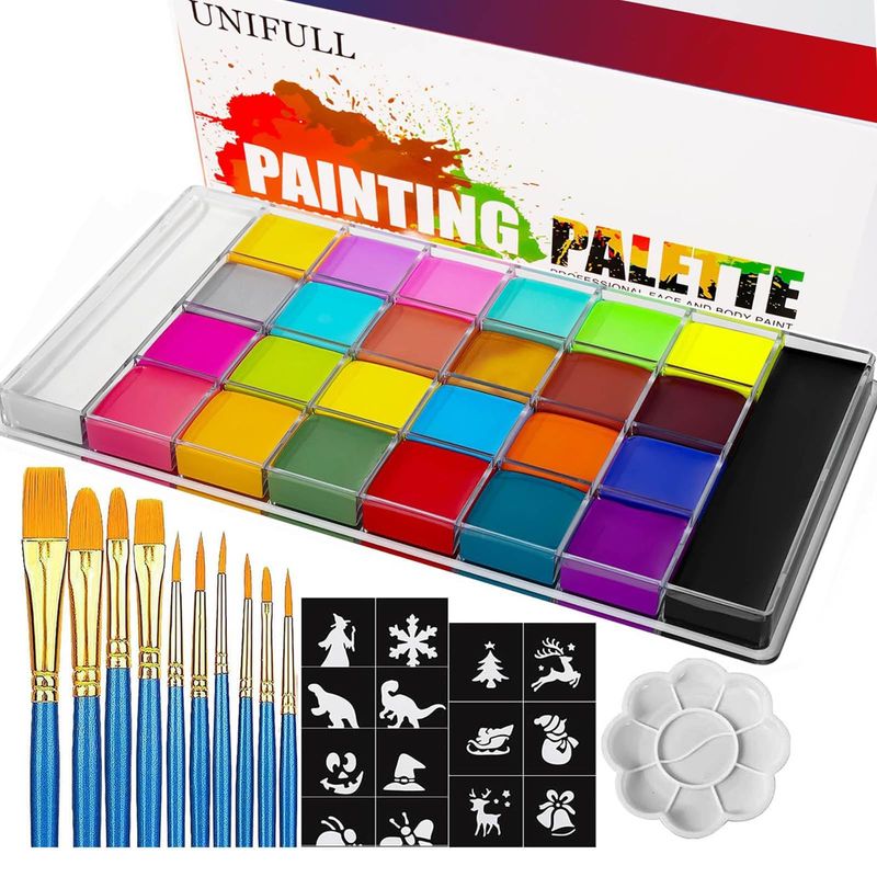 AOLIKOKO 26 Colors Face & Body Paint Palette Kit，Halloween Makeup Kit ...