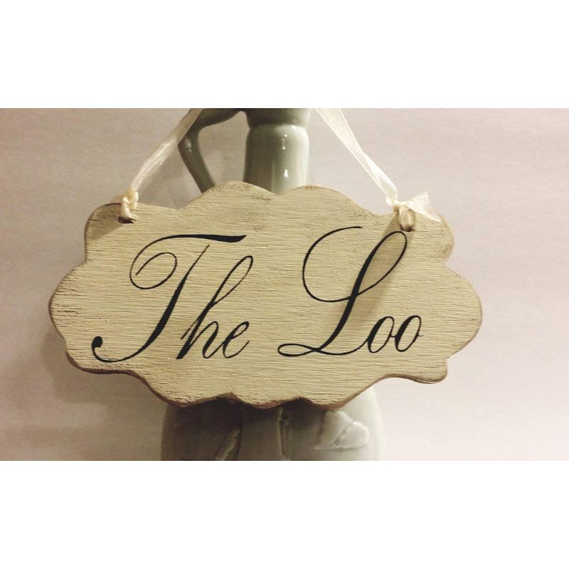 The Loo Small Shabby Cottage Wall Decoration Cream Wood French Sign ...