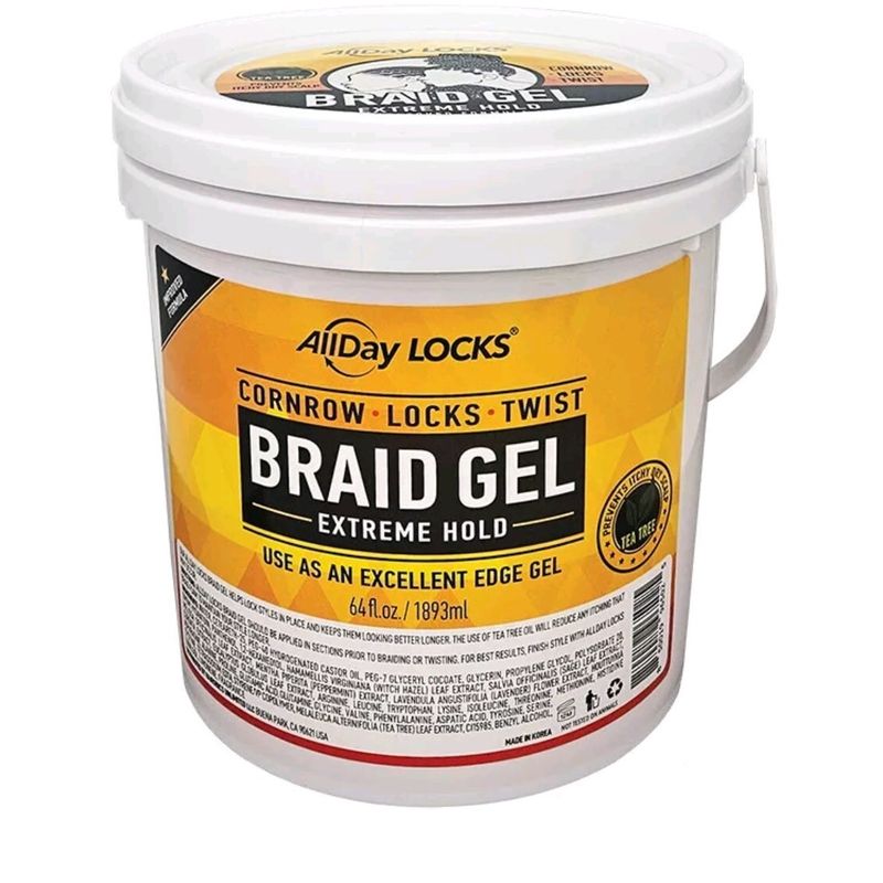 All Day Locks Braid Gel Extreme Hold 64 FL OZ (1893 ML) Excellent Edge ...