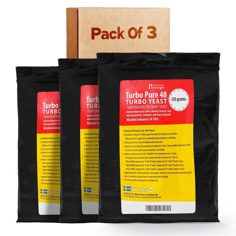 Pack of 3 - The Original Prestige - 48 Hours Turbo Pure Yeast 18 ...