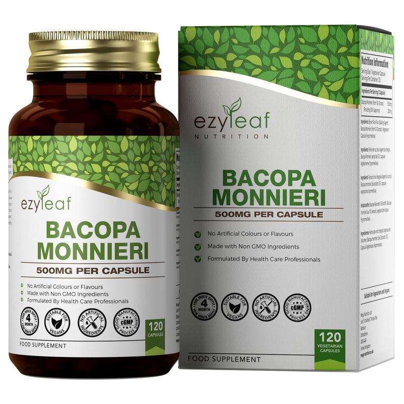 Ezyleaf Bacopa Monnieri 500mg High Strength Bacopa Supplement 50% ...