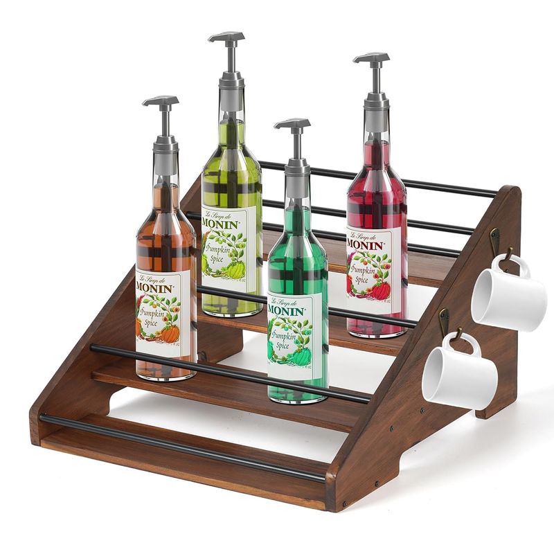 CILXGQLN Coffee Syrup Organizer,16 Bottles Coffee Syrup Rack,4 Tier ...