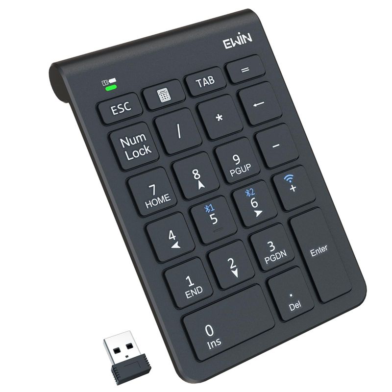 Ewin Numeric Keypad, Bluetooth/2.4G Connection, Numlock Non ...