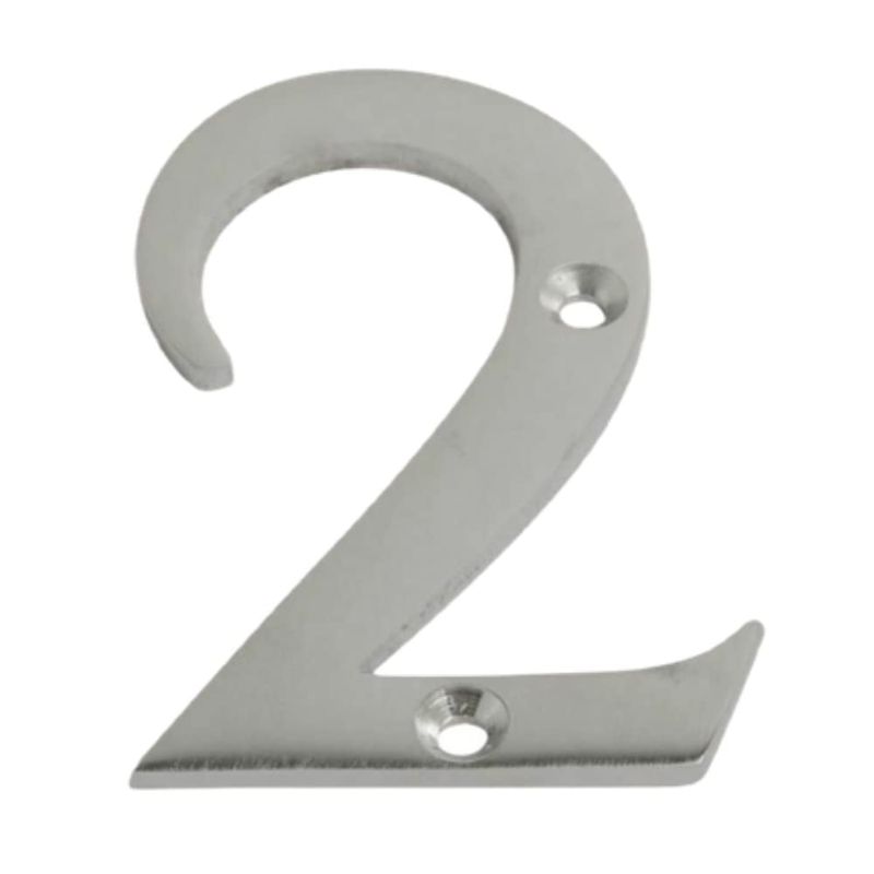 Satin Chrome Door Numbers Screw On 3 Inch Number 2 Door Number Elegant ...