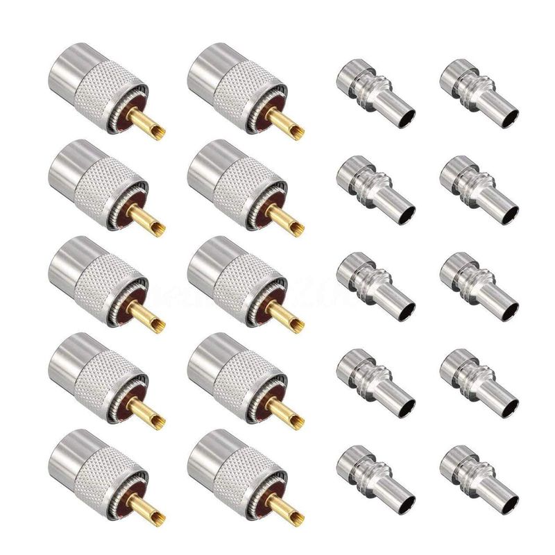 10 Pack UHF/PL-259 Solder Connector Plug with Reducer for RG8x, RG8 ...