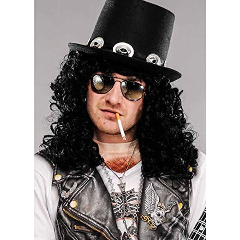 Magic Box Men Slash Style 80s Long Curly Black Wig - Online Marketplace - EveryMarket