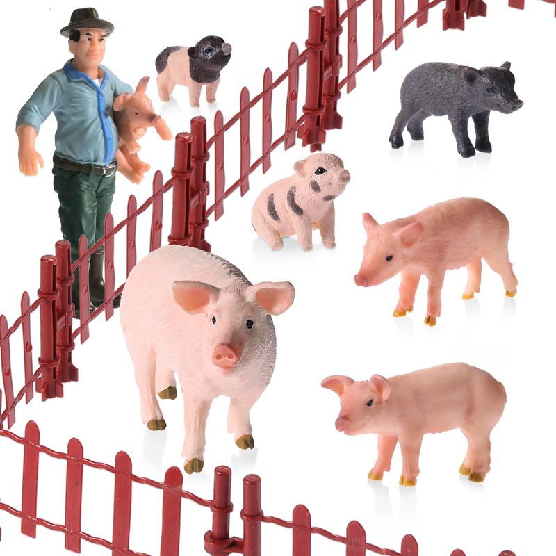 17 Pcs Realistic Farm Pig Animals Model Figure Toy Set Barn Farm Pig ...