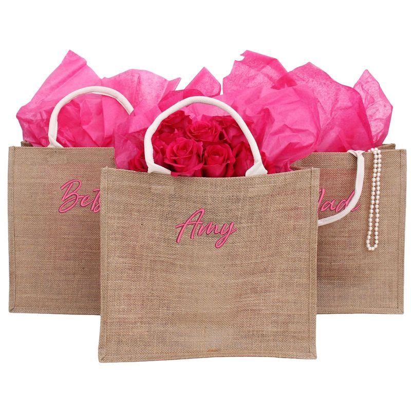 Personalized with Embroidery Threadart Jute Tote Bag - Small Size ...