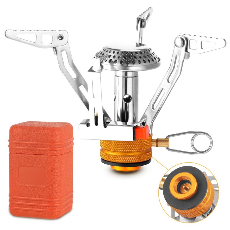 Camping Stove Gas Portable, All-in-One Backpacking Stove, Foldable ...
