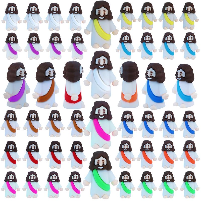 50 Pcs Little Jesus Figures Easter Mini Rubber Jesus Toys to Hide and ...