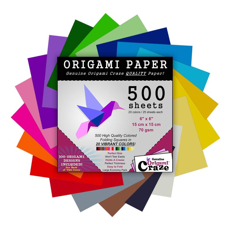 Origami Paper 500 Sheets Premium Quality for Arts and Crafts 6" Square ...