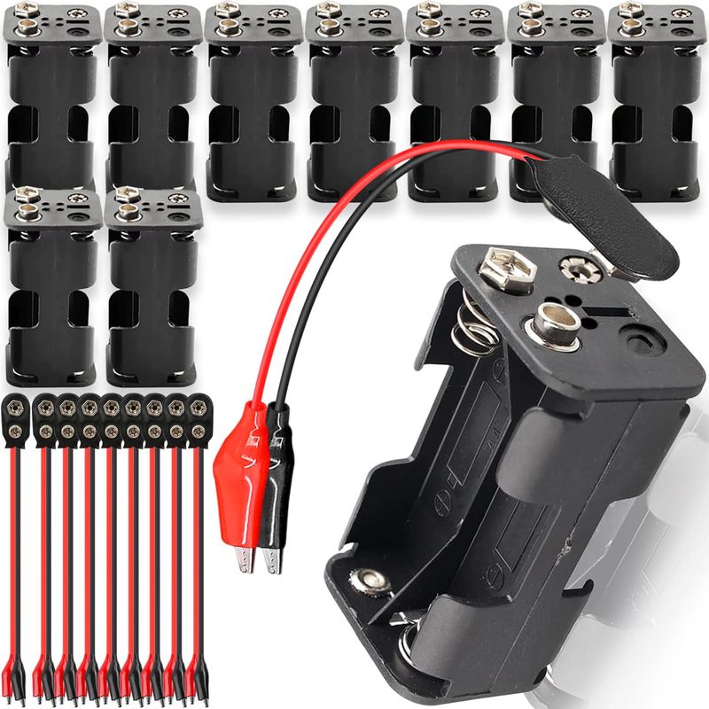Xiatiaosann 10 PCS 4X 1.5V AA Battery Holder 6V Battery Case Box with I ...