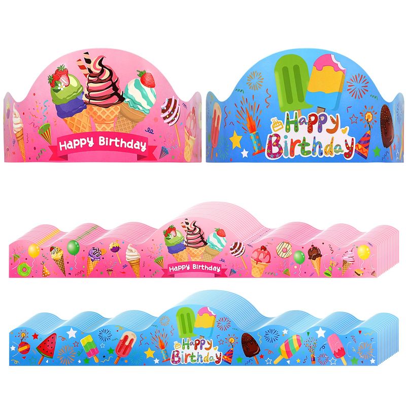 Waenerec 30 Pieces Birthday Crowns for Classroom Adjustable Cute Ice ...