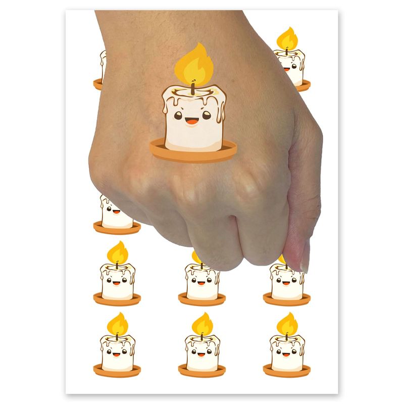 Cute Smiling Candle Flame Candleholder Temporary Tattoo Water Resistant ...