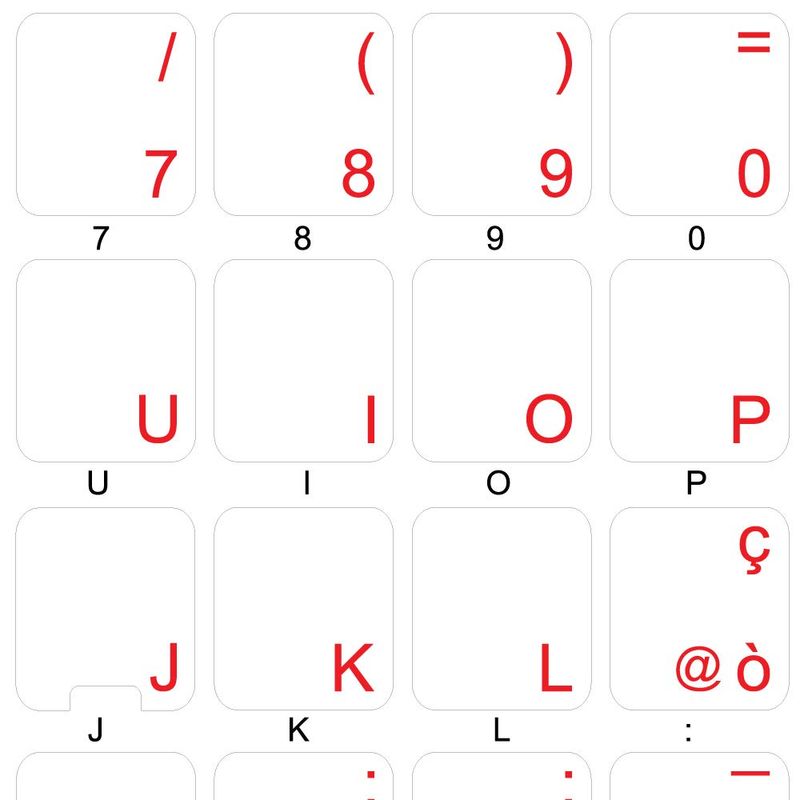 Italian Keyboard Sticker with RED Lettering ON Transparent Background ...