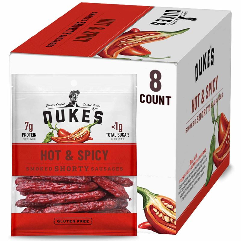 Duke's Hot and Spicy Smoked Shorty Sausages Meat Snack, Gluten Free ...
