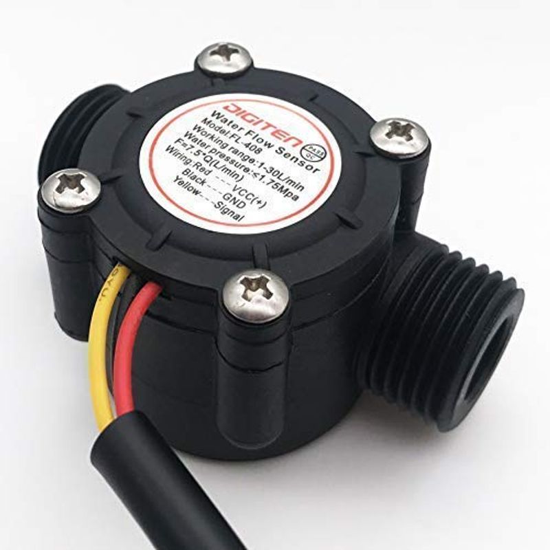 DIGITEN G1/2" Water Flow Sensor with 1.2M(3.9ft) Cable, Food-Grade Hall ...