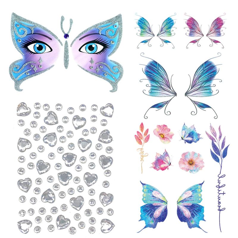 Temporary Butterfly Tattoos, Butterfly Glitter Face Tattoos, Face Art ...