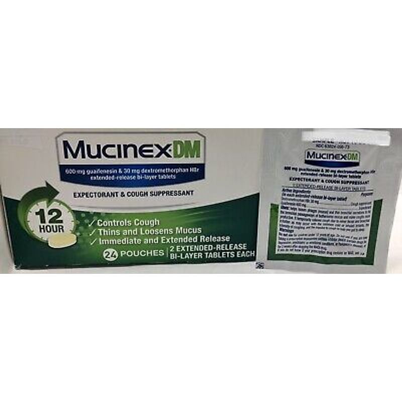 Mucinex DM Chest Congestion Expectorant -24 Single Dose Travel Packs 48 ...