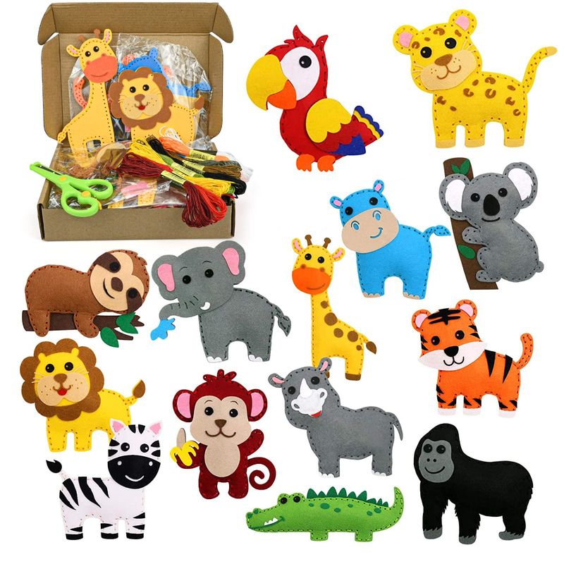 14Pcs Sewing Kits for Children, Cute Wild Animals Sewing Set with ...