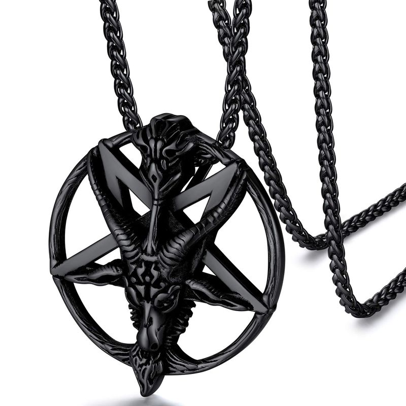 FaithHeart Devil Necklace Satanic Jewelry for Men Gothic Black Steel ...