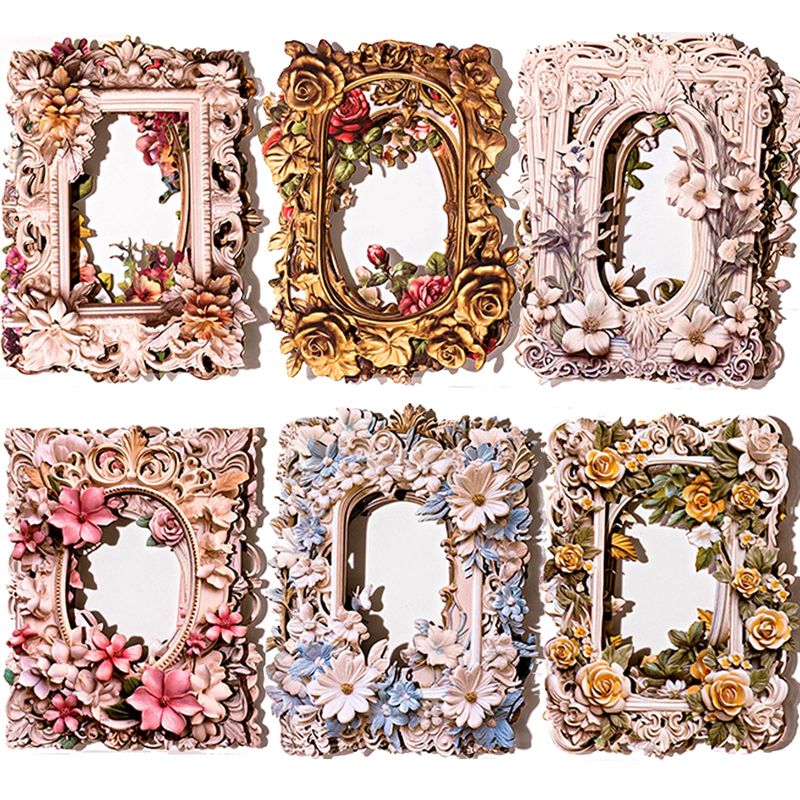60 Sheets Vintage Embossed Flower Frame Scrapbook Paper Floral Window ...