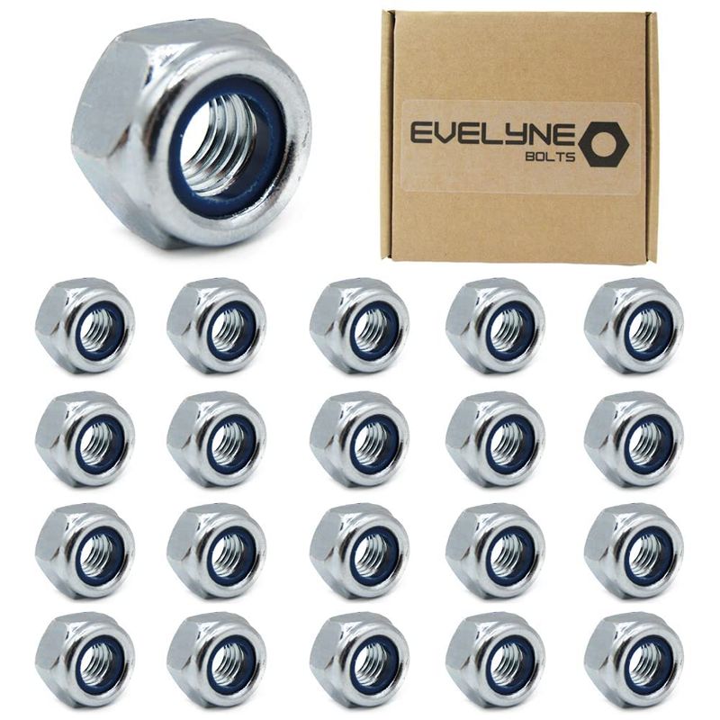 M10 Nyloc Steel Nuts, 10mm Self Locking Nuts with Nylon Inserts (20 ...