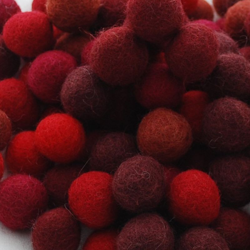 100% Wool Felt Balls 2.5cm- 100 Count - Red Colours - Online ...