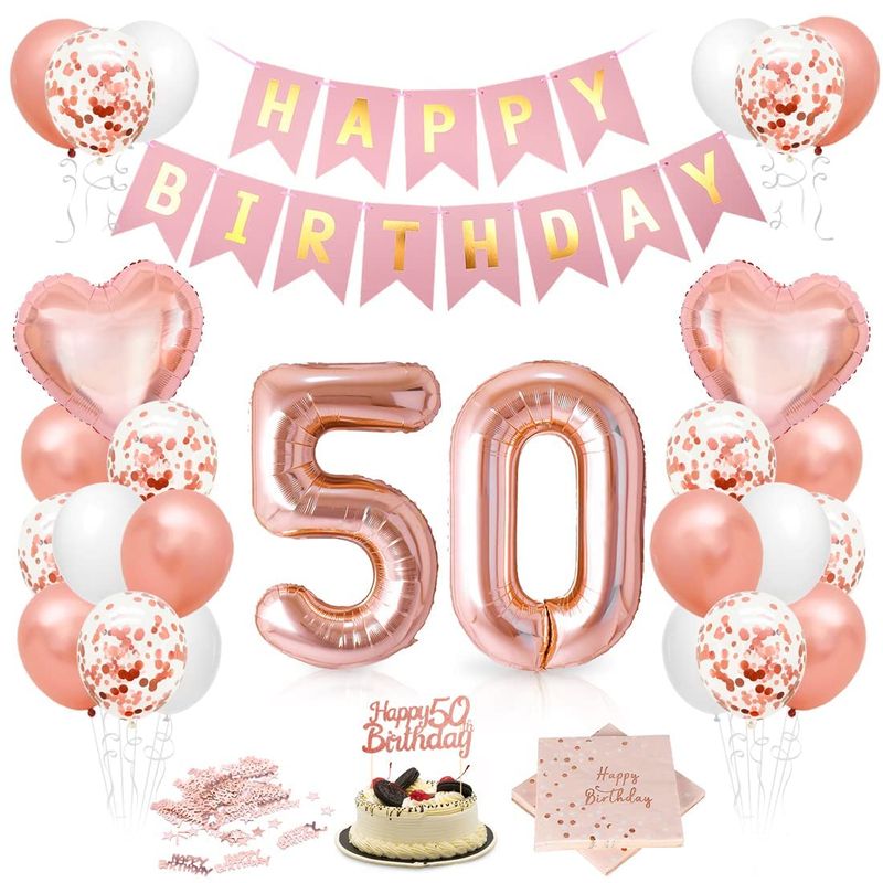 Luftballon 50. Roségold, Geburtstagsdeko 50 Jahr, Ballon 50. Geburtstag ...