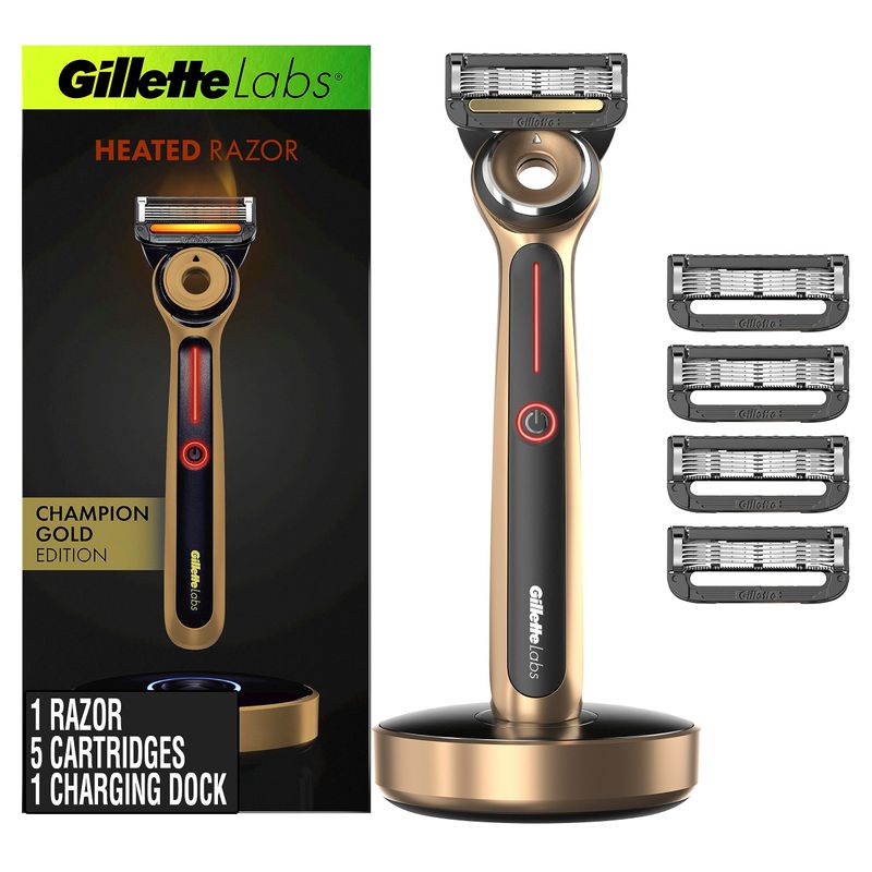 Gillette Labs Heated Razor Gold Edition - 1 Handle, 5 Blade Refills, 1 ...
