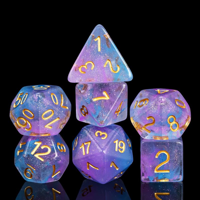 UDIXI 7 PCS Polyhedral Dice Set with Swirls Iridecent, Glitter D&D Dice ...