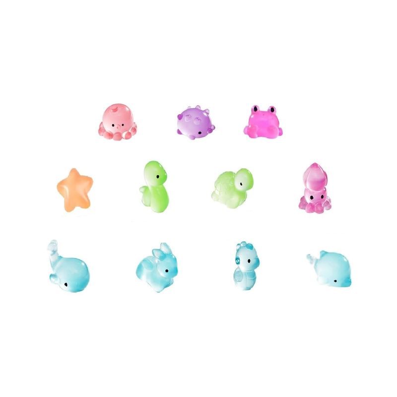 FANIX 42pcs Luminous Mini Resin Ocean Animals,Resin Sea Animals Glow in ...