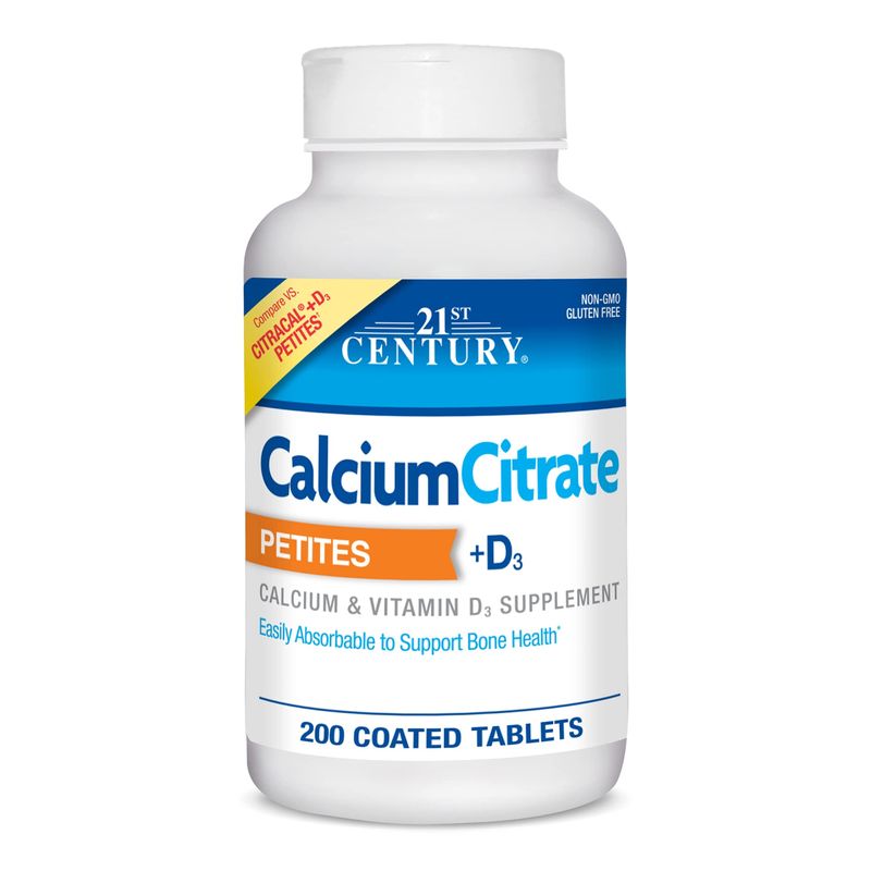 21st Century Calcium Citrate + D3 Petites Coated Tablets 200 ea ...