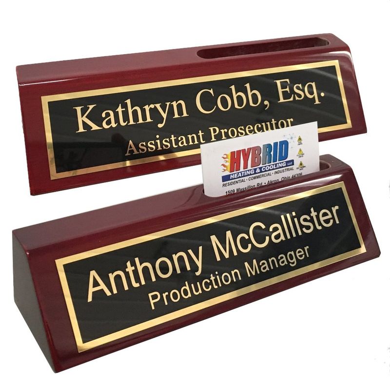 Desk Name Plate Personalized Engraved with Business Card Holder | Name ...