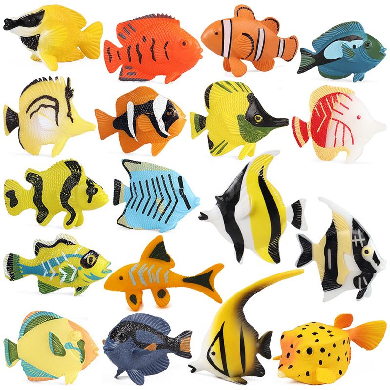 ONEST 18 Pieces Ocean Tropical Fish Figurines Playset Mini Sea Fish ...