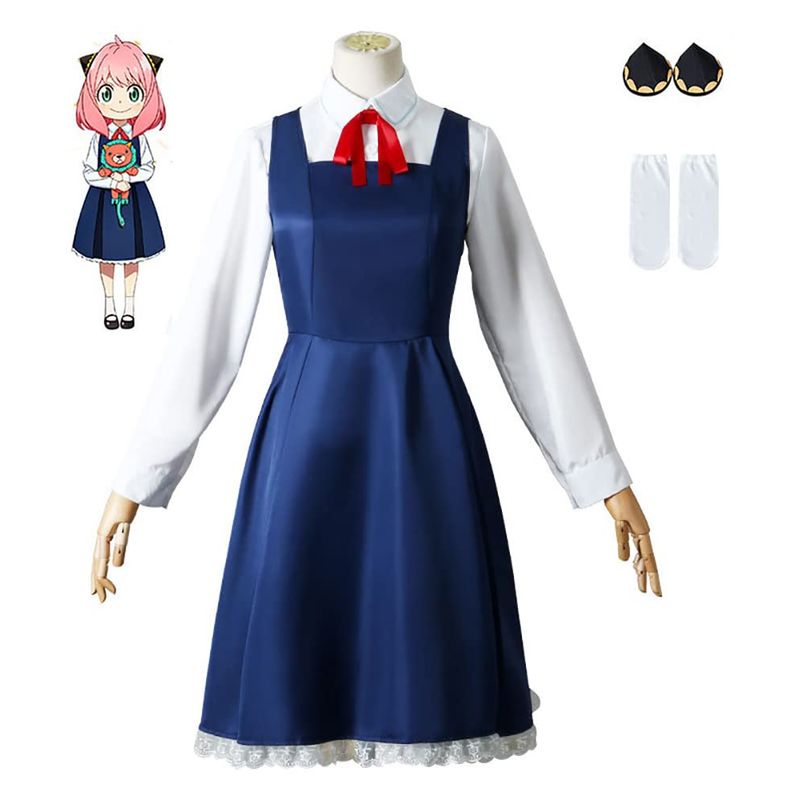 SCLYX #22100 Anya Forger Cosplay Costume, Sailor Uniform, Blue, Navy Blue, Adult, School Uniform ...