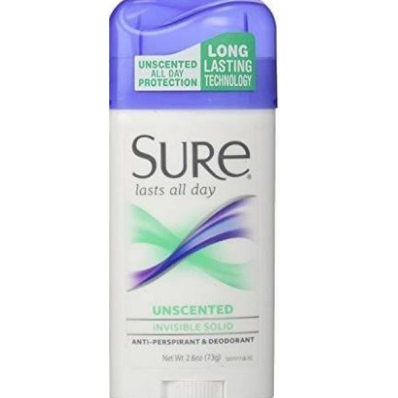 Sure Invisible Solid Anti-Perspirant and Deodorant Solid, Unscented 1.6 ...