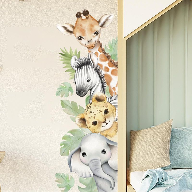 44.88x 15.75 Inch Watercolor Animal Wall Decals Jungle Animal Wall ...